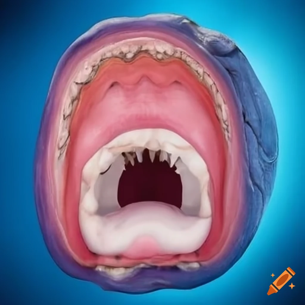 Surreal artwork of a universe inside a mouth on Craiyon