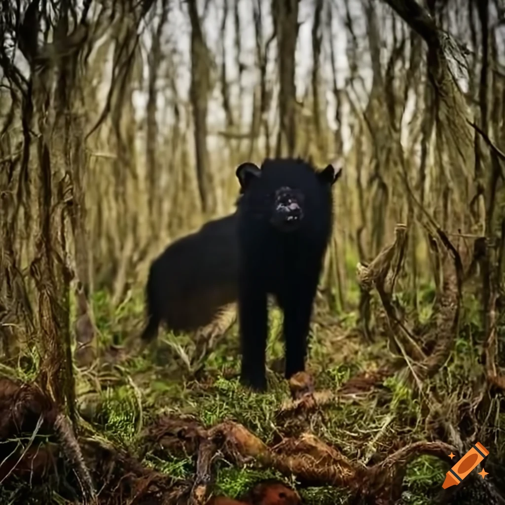 Artistic illustration of hairy creatures in a surreal forest on Craiyon