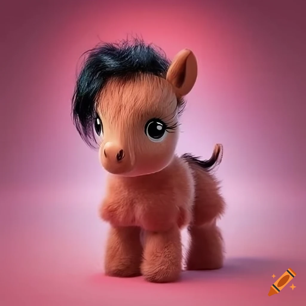 Fluffy red tartan-themed baby pony