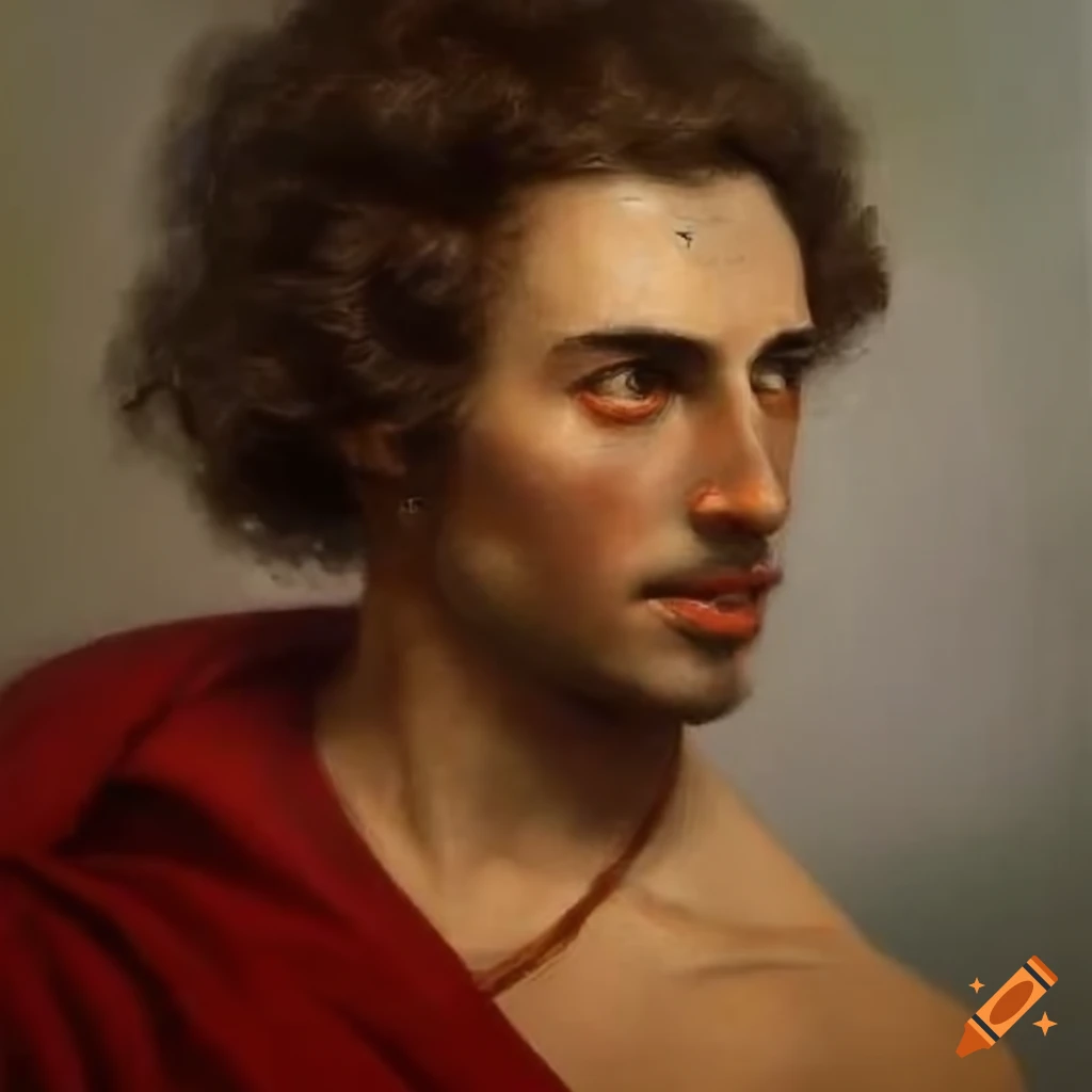 Detailed oil painting of a confident male god on Craiyon