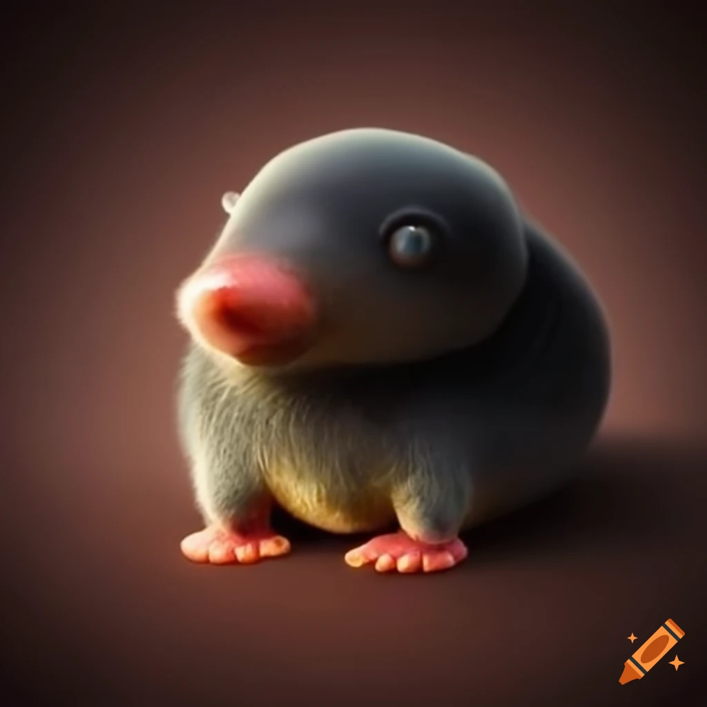 Close-up of a shiny-furred mole on Craiyon