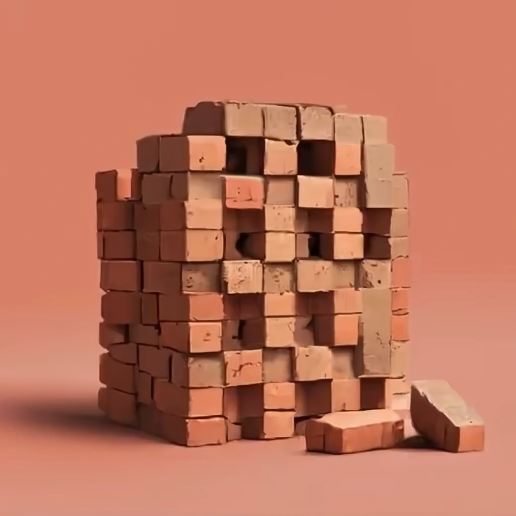 Inefficiently stacked pile of bricks
