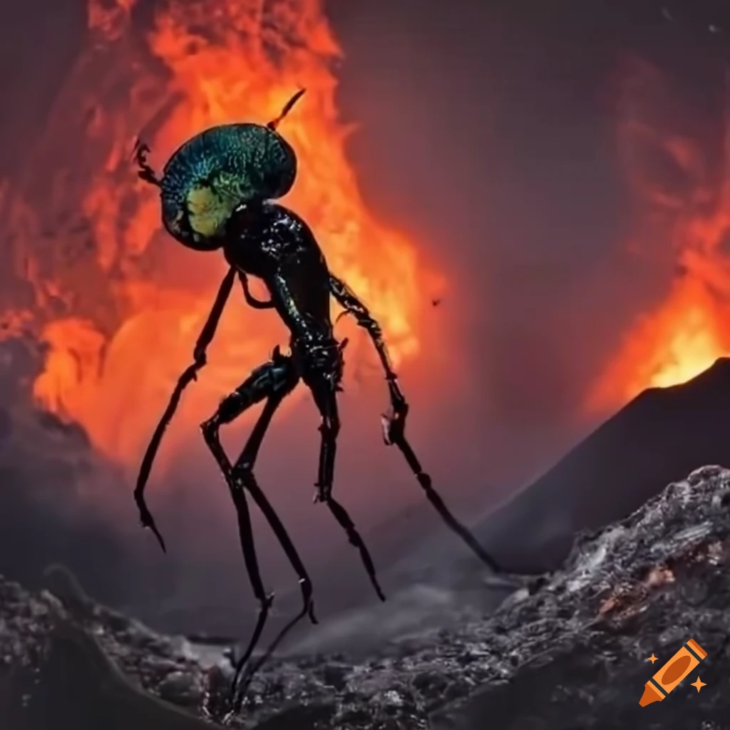 Insects dancing near a volcano