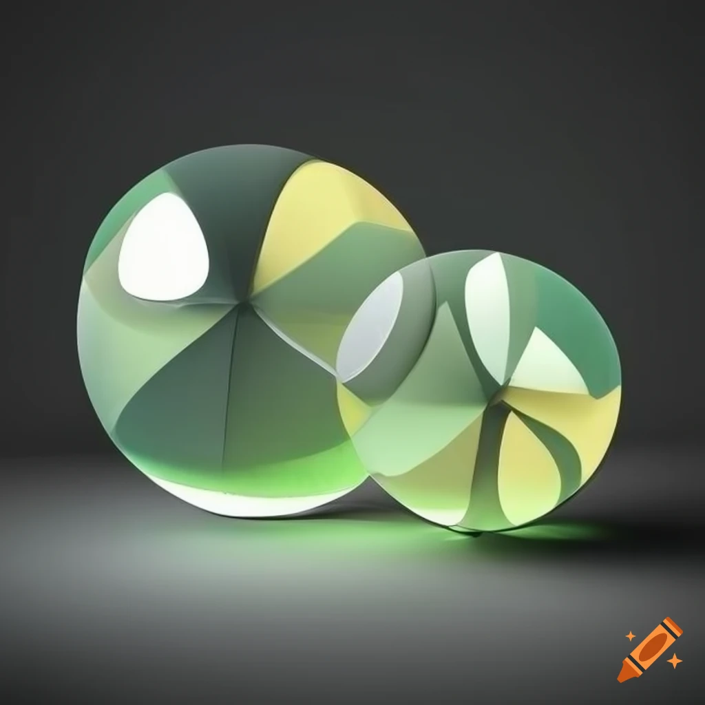 Modernist 3d artwork with transparent geometric figures