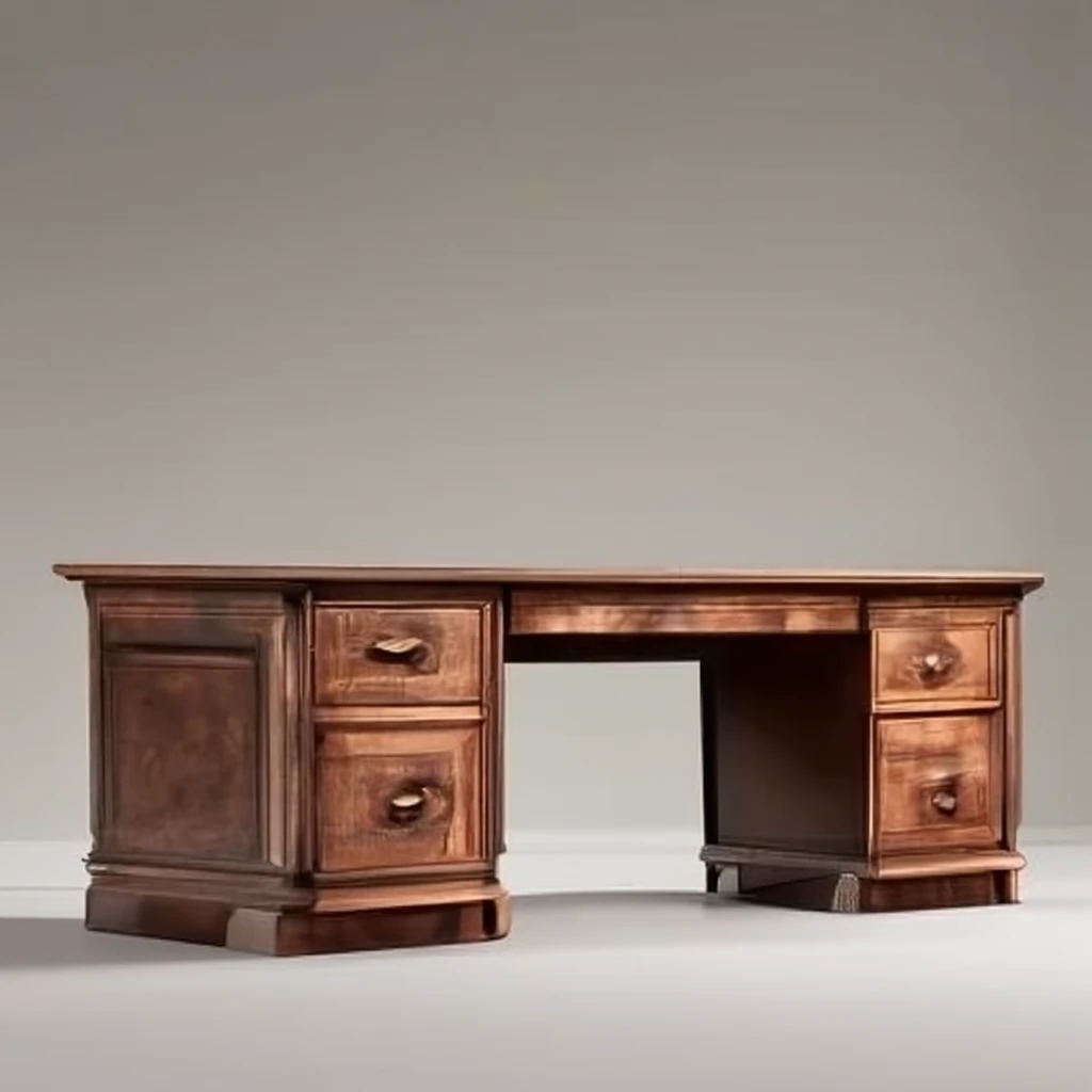 Luxurious walnut desk in a grand room on Craiyon