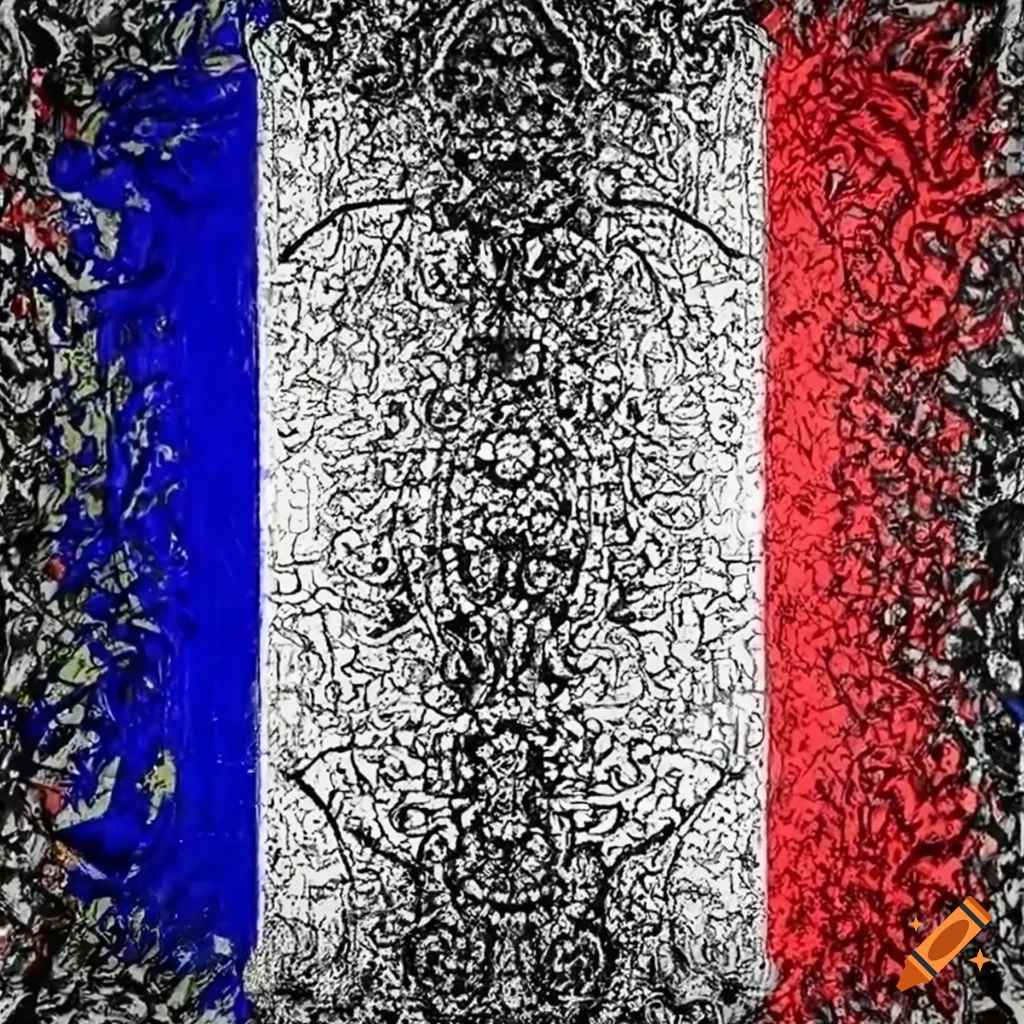 Psychedelic french flag in metallic paint