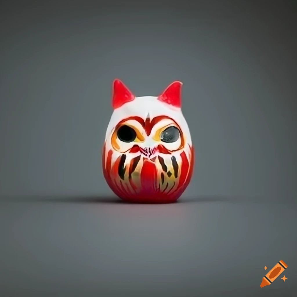 Small daruma kitsune sculpture on Craiyon