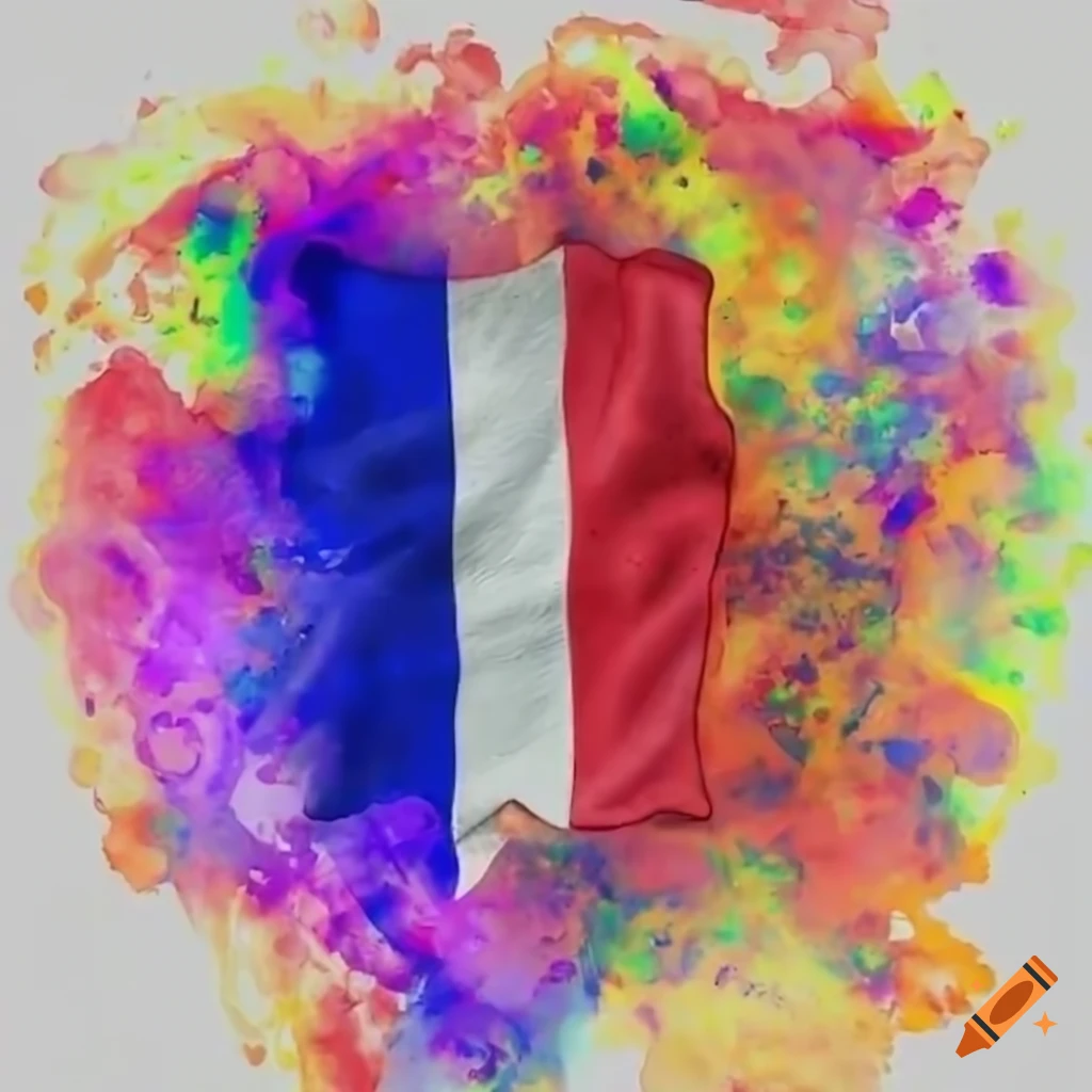 Psychedelic rendering of the french flag in metallic paint