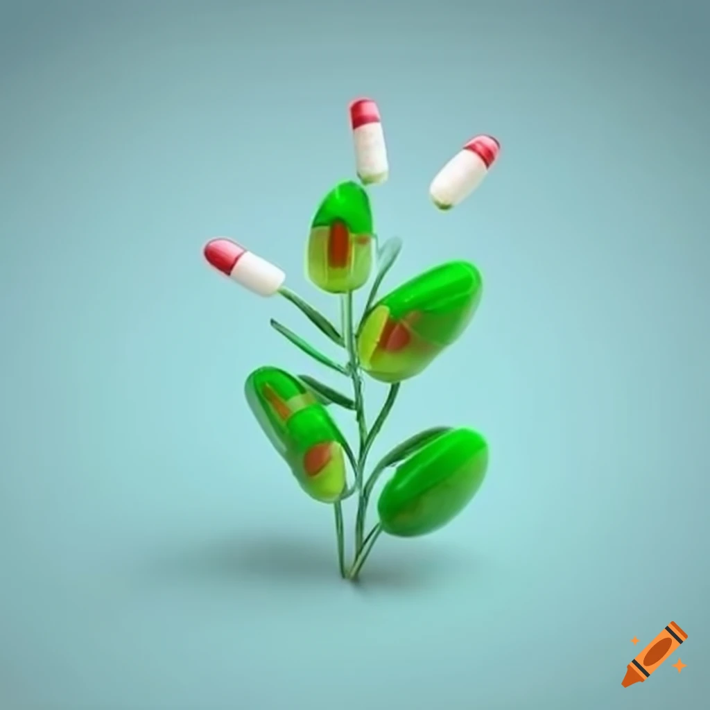 3d artwork of pill plants on Craiyon