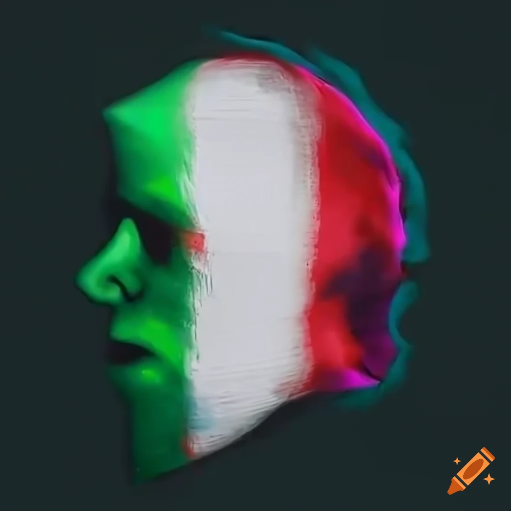 Neon psychedelic italian flag painting