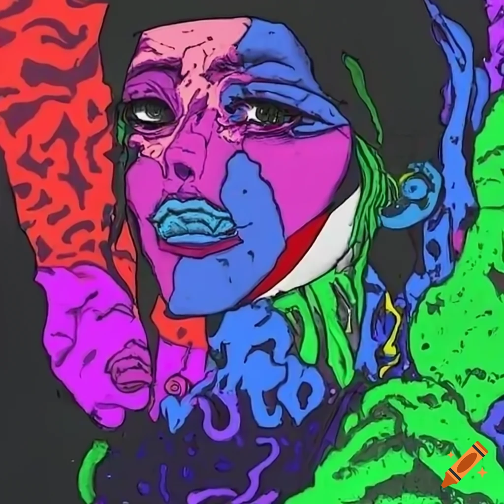 Psychedelic neon rendering of the italian flag