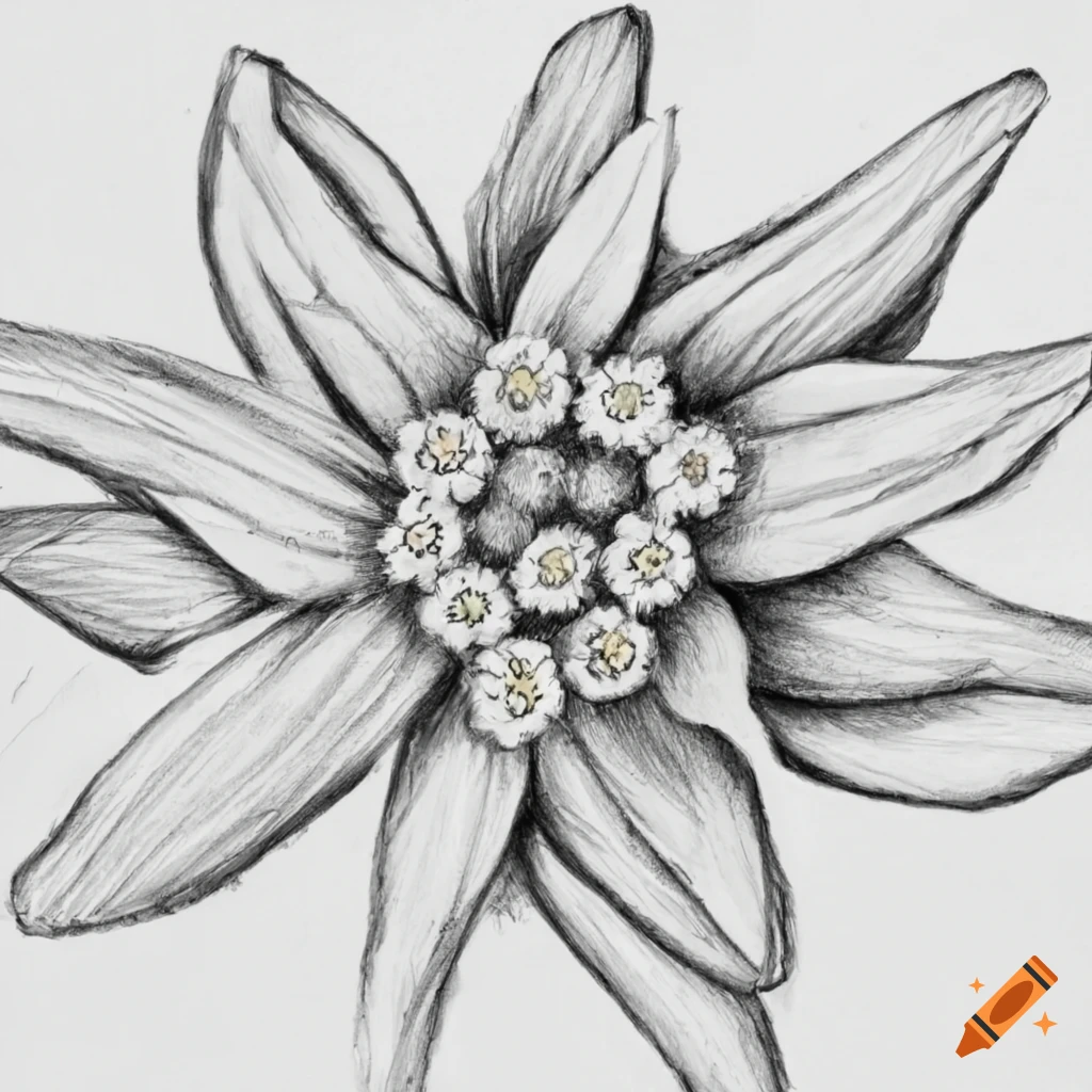 Sketch of three edelweiss flowers