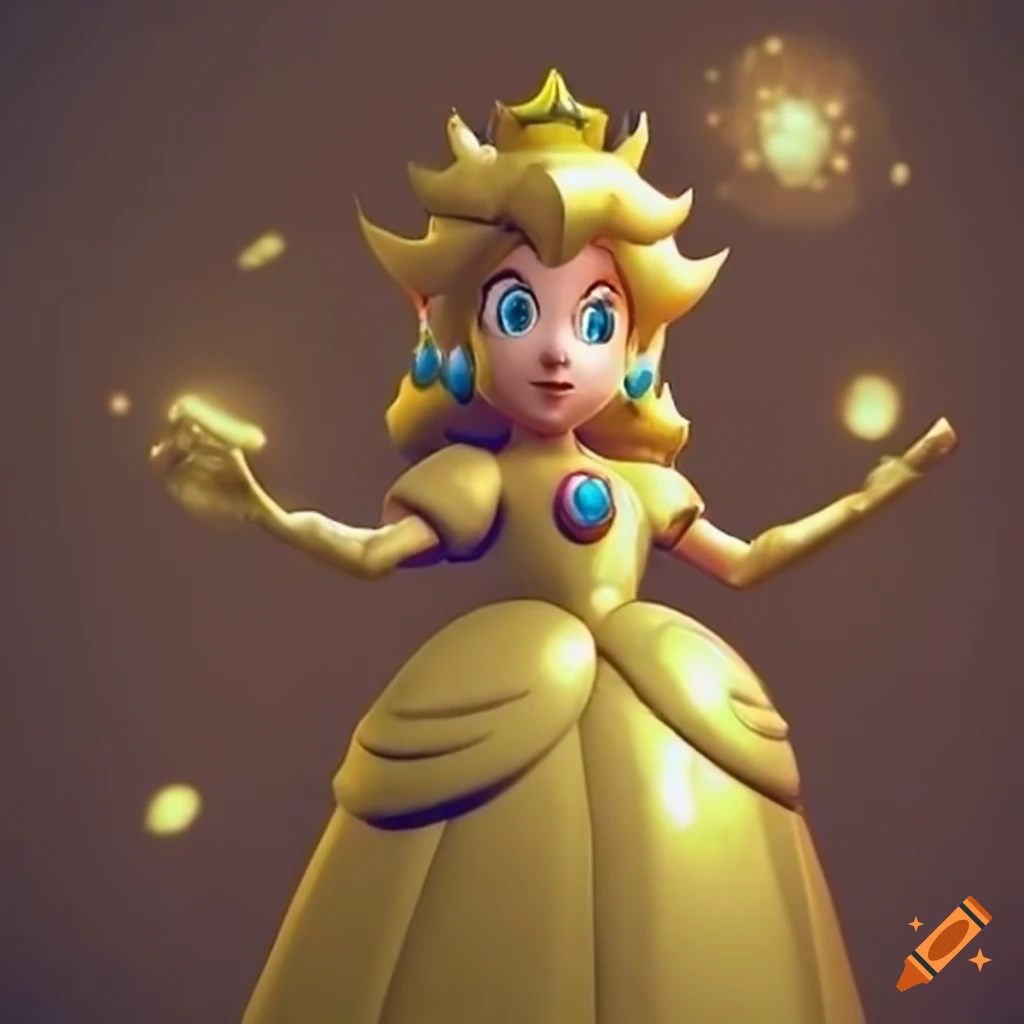 Princess peach transformed into gold