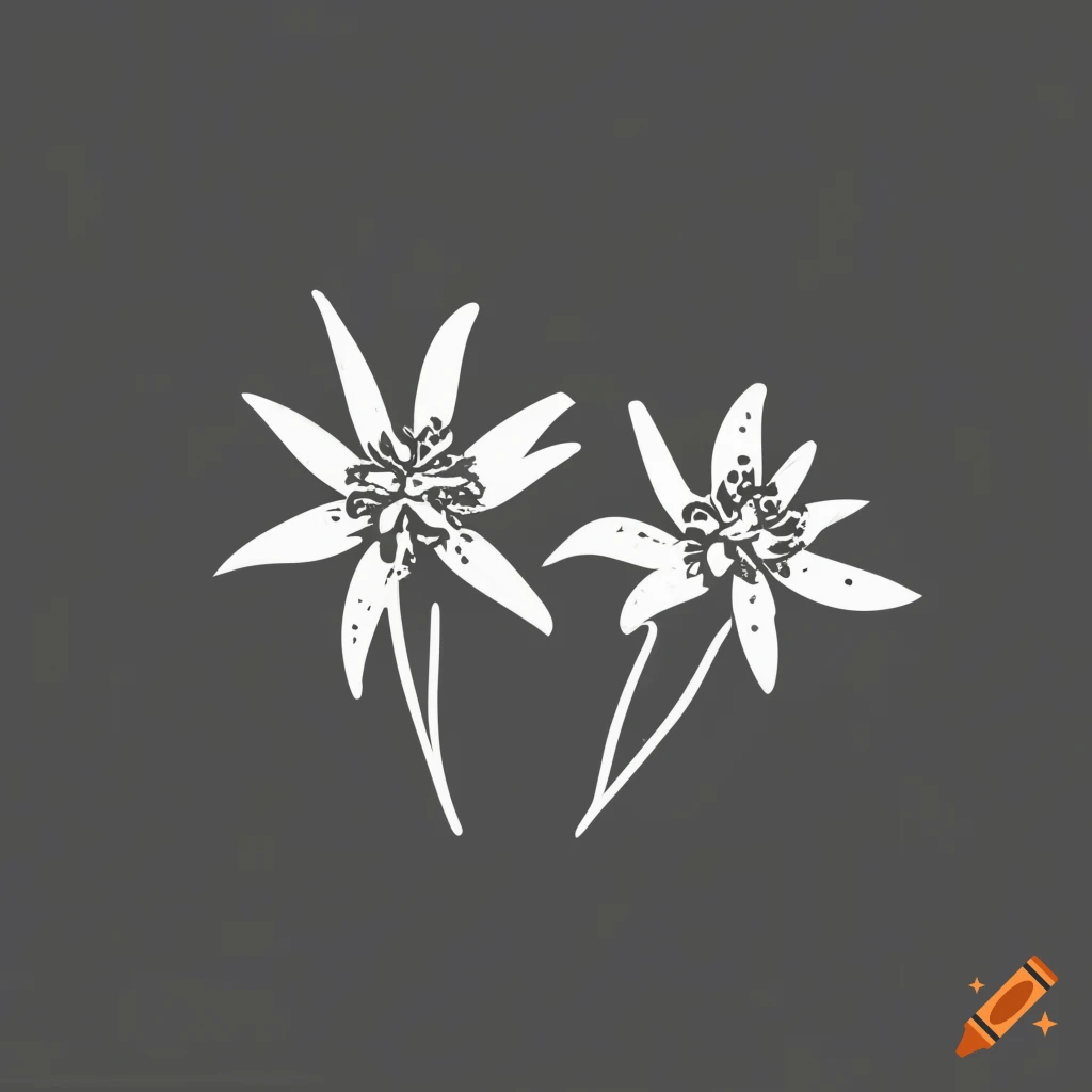 Minimalistic line art of three edelweiss flowers