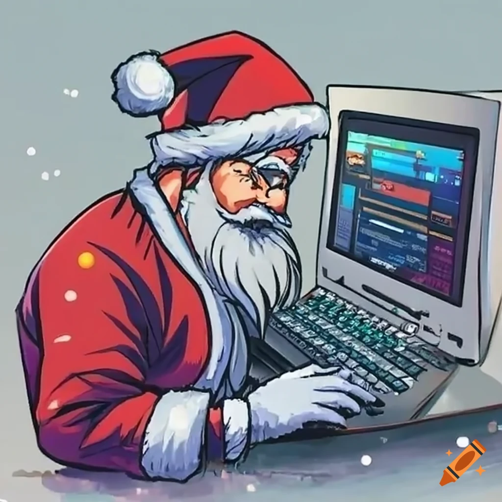 Santa claus using a computer on Craiyon