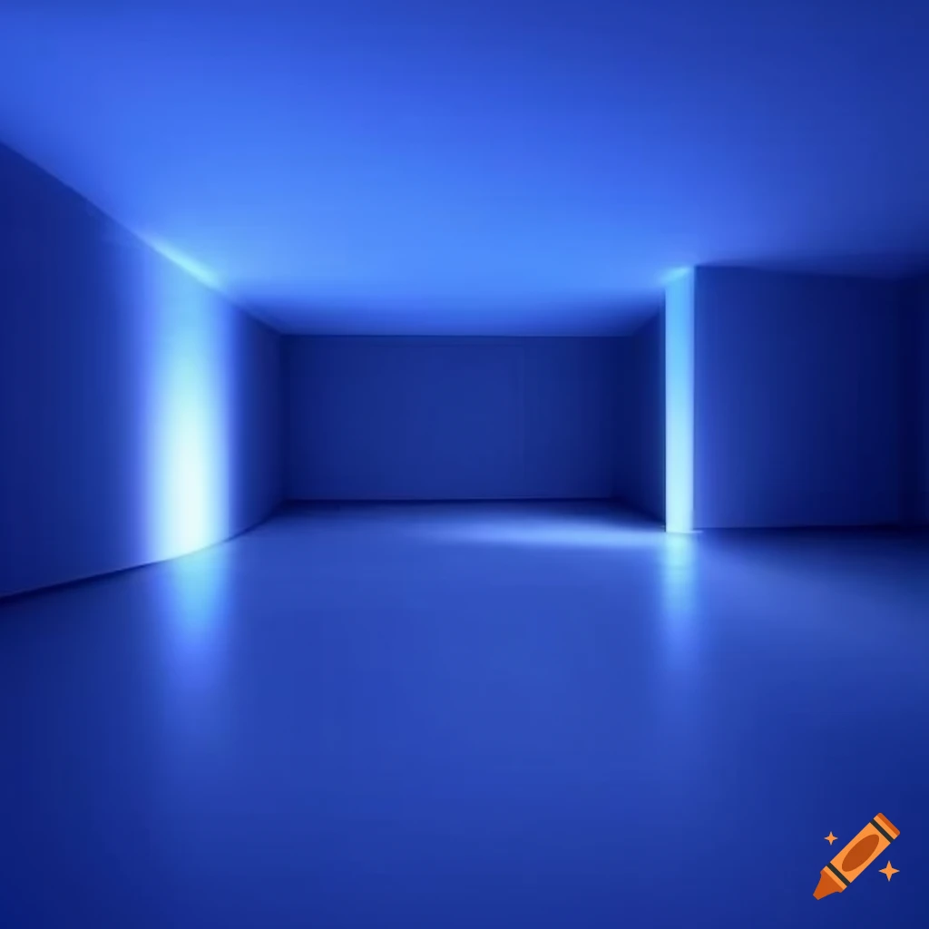 Minimalist white room with ice-blue lights on Craiyon