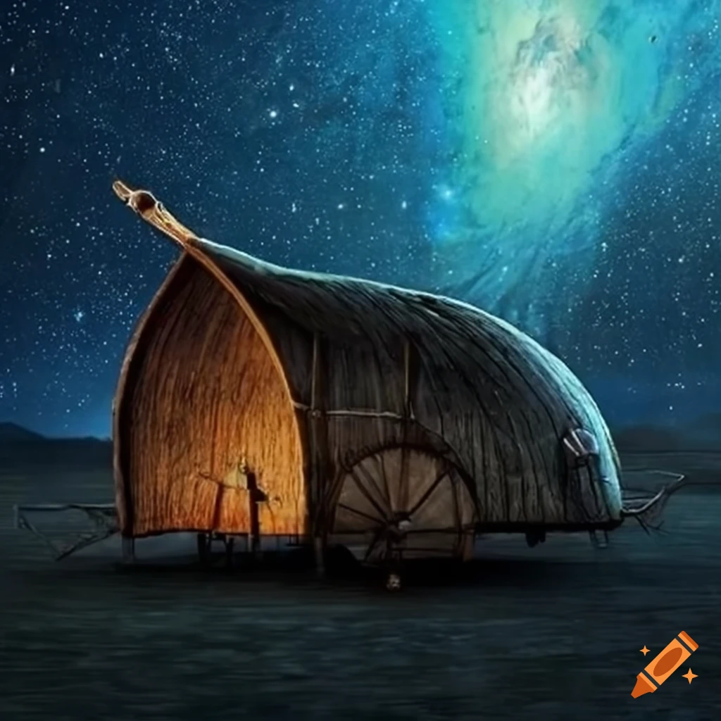 Illustration of medieval caravans studying the stars