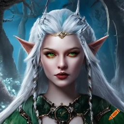 Portrait of an elven woman with unique features on Craiyon