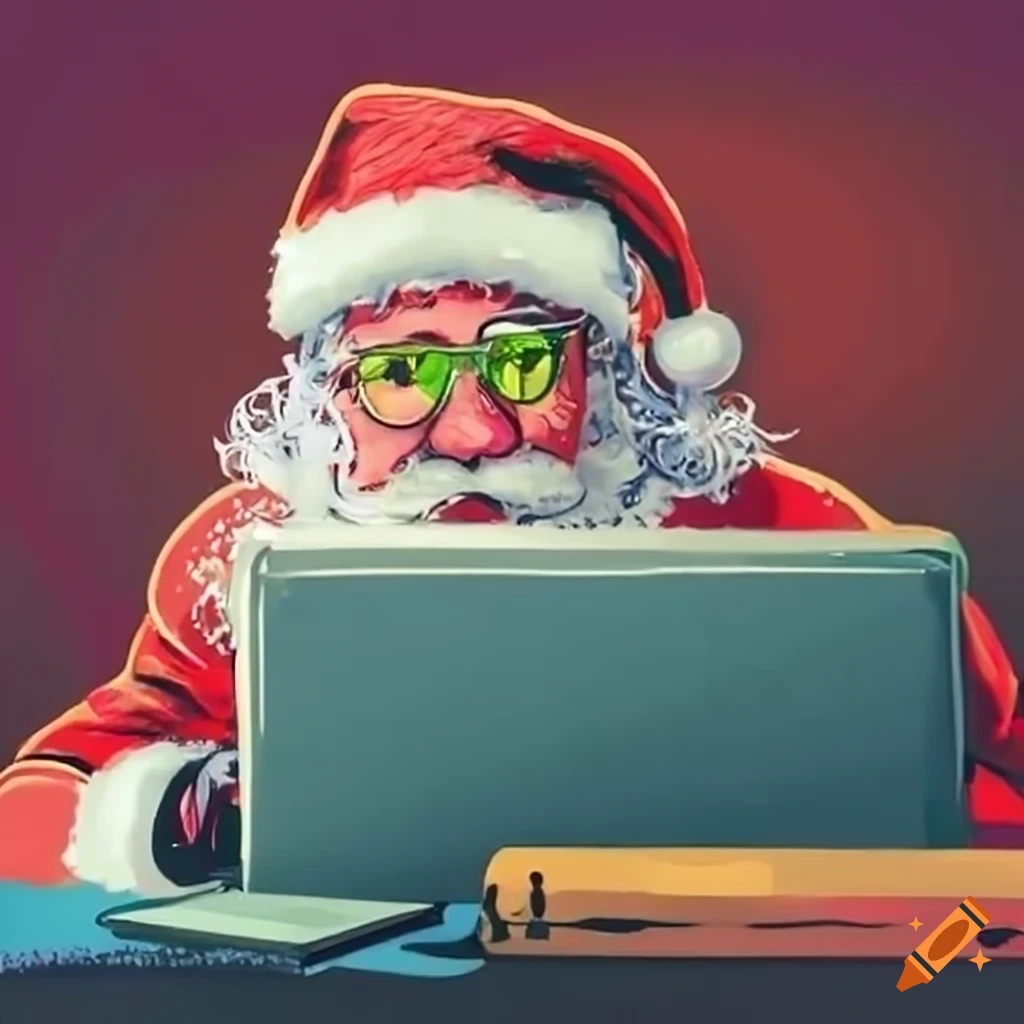 Santa claus working on a computer on Craiyon