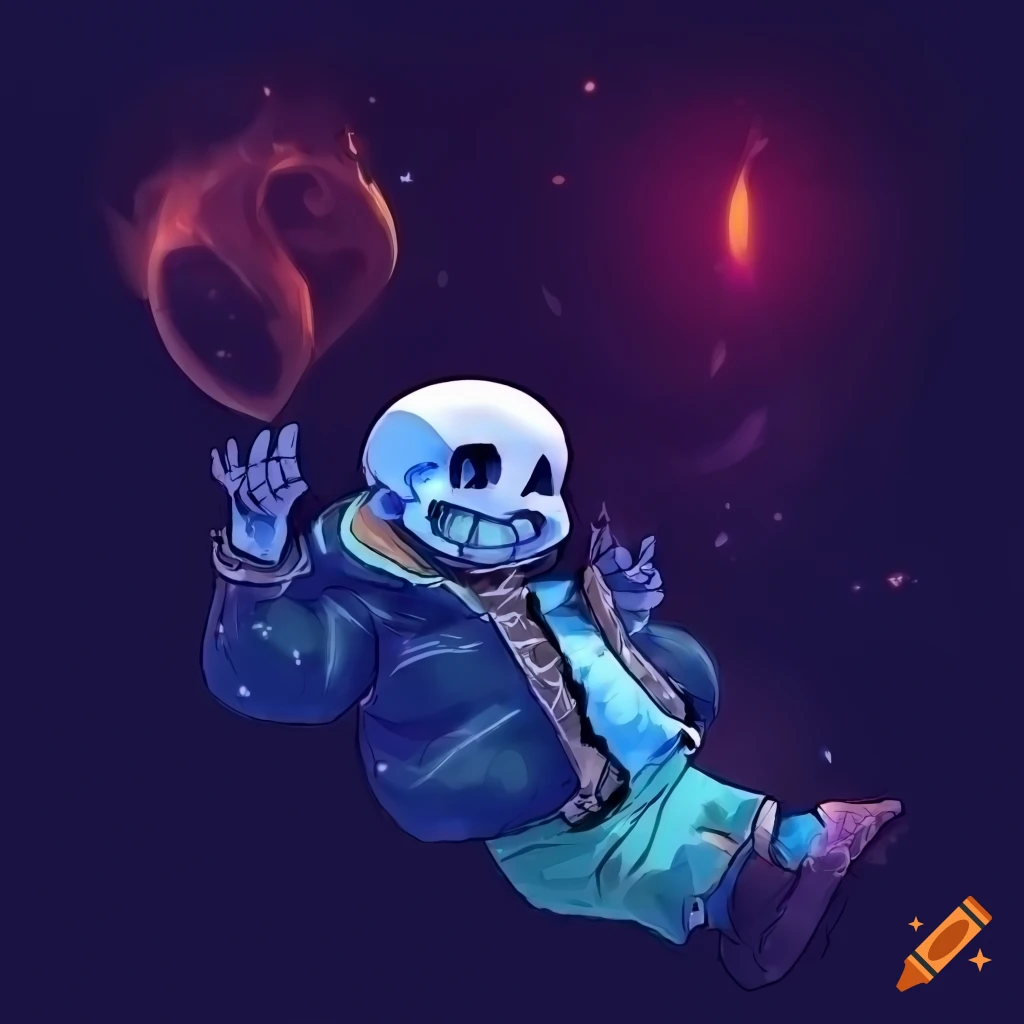 Illustration of sans falling from the sky