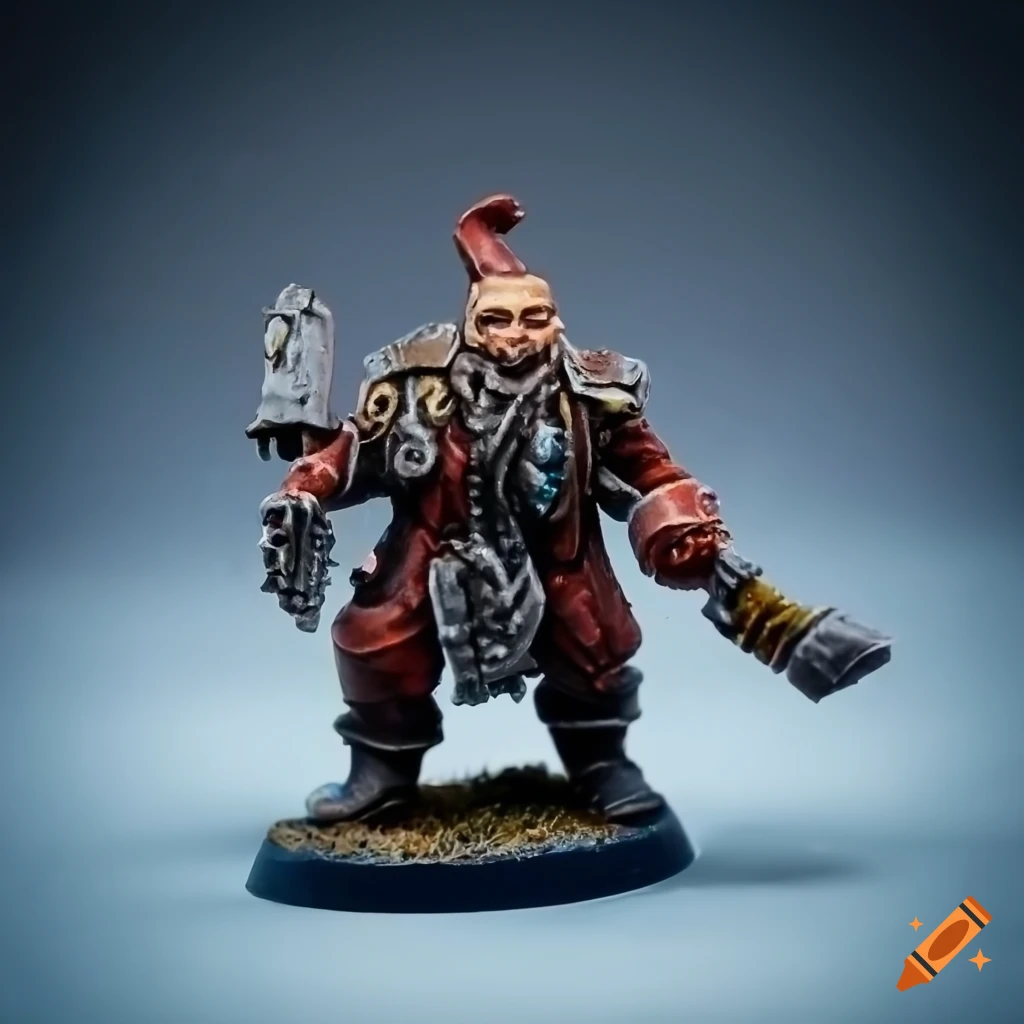 Hand painted warhammer miniature of apocalyptic scavenger santa claus