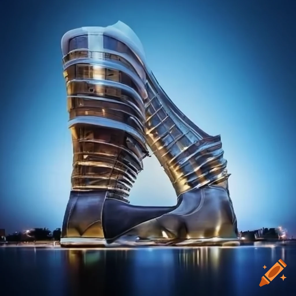 Unique high-heeled shoe building with orthopedic leg braces on Craiyon