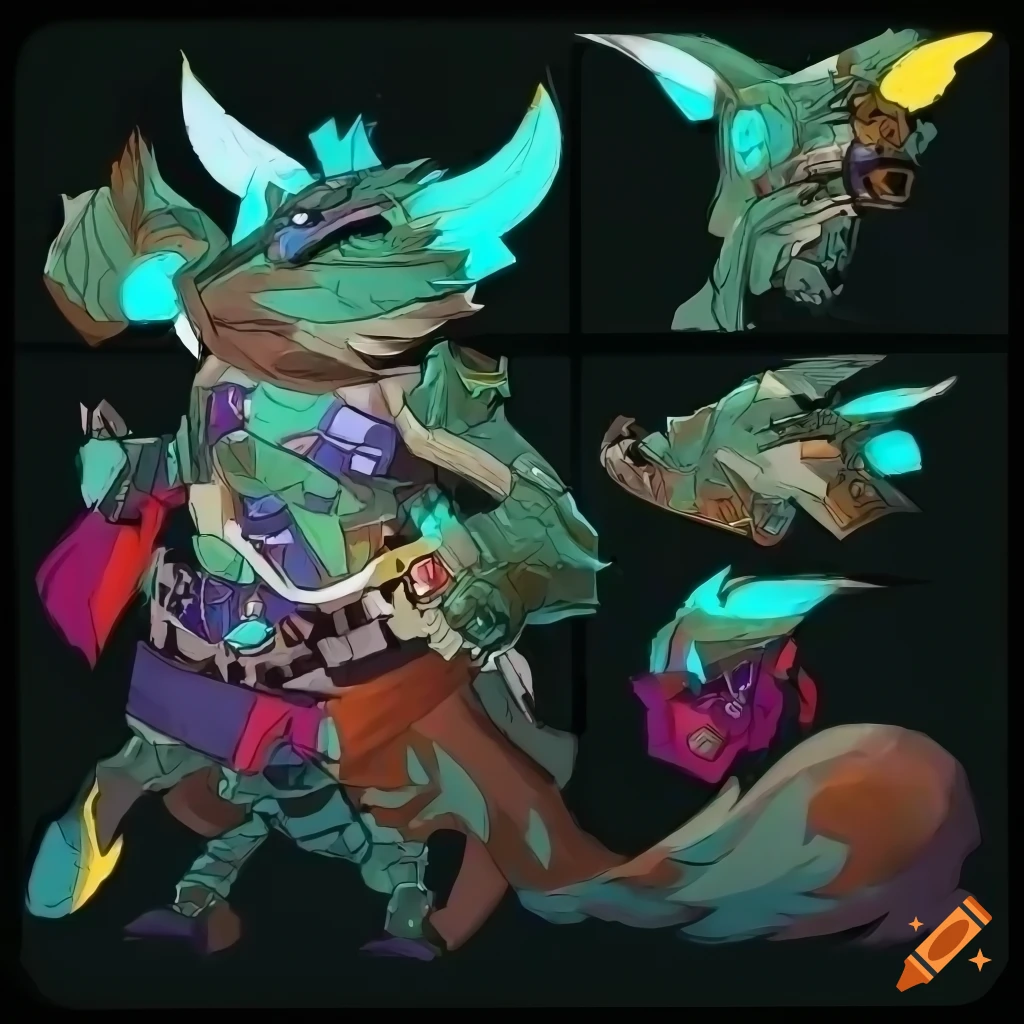 Stylized dimensional traveler animal hybrid character in gearpunk ...