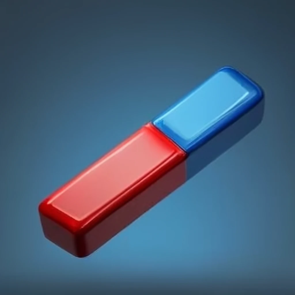 Red and blue bar magnet on Craiyon