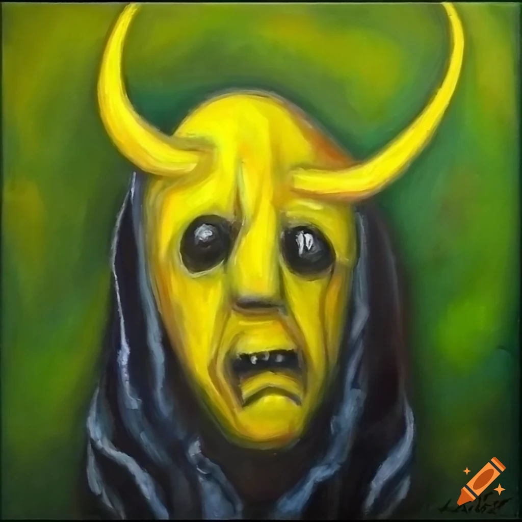 Oil painting of a yellow creature