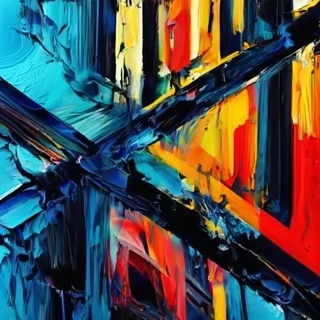 Abstract painting of colorful urban cubes on Craiyon