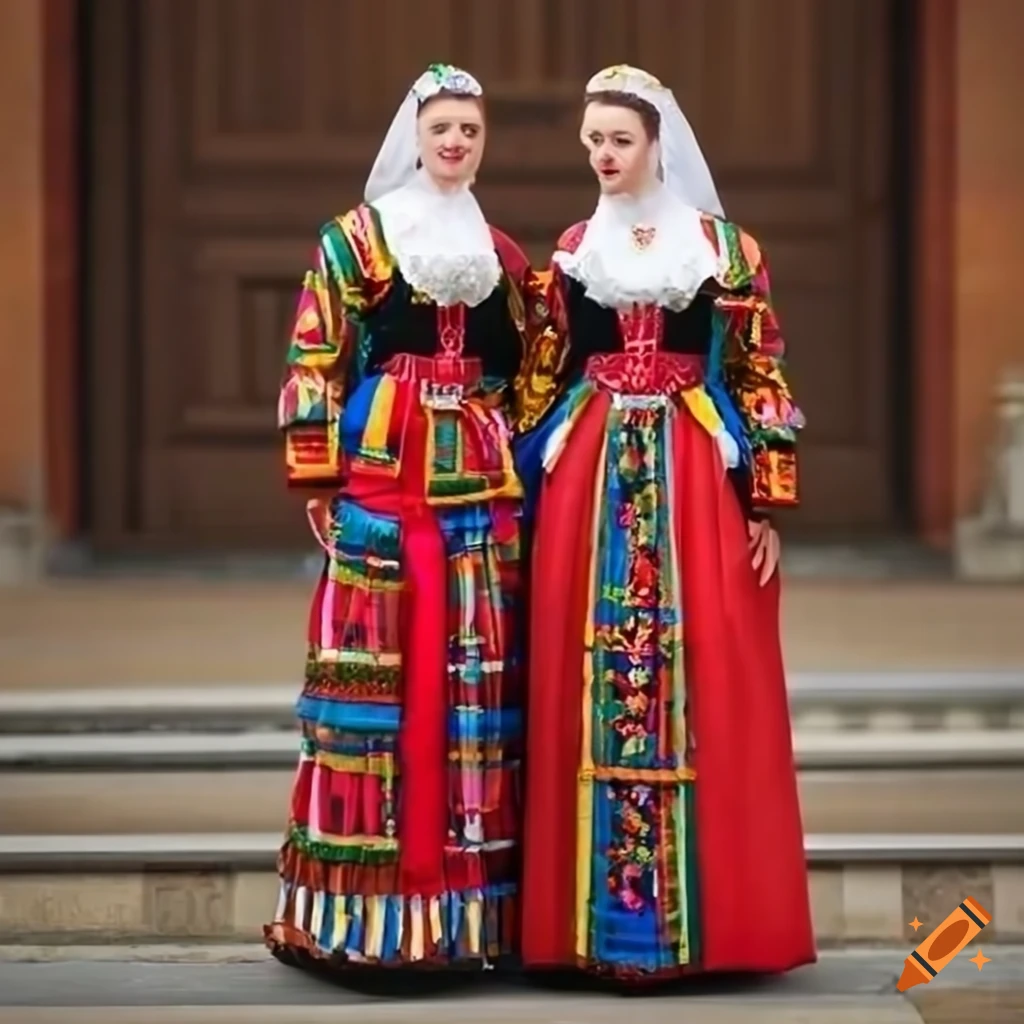 Couple in traditional autumn-themed costumes on Craiyon