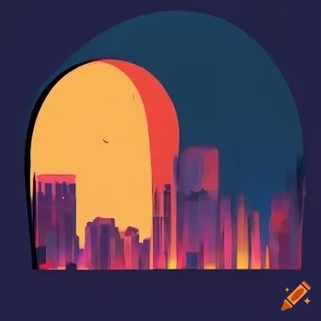Abstract retro artwork of a cityscape