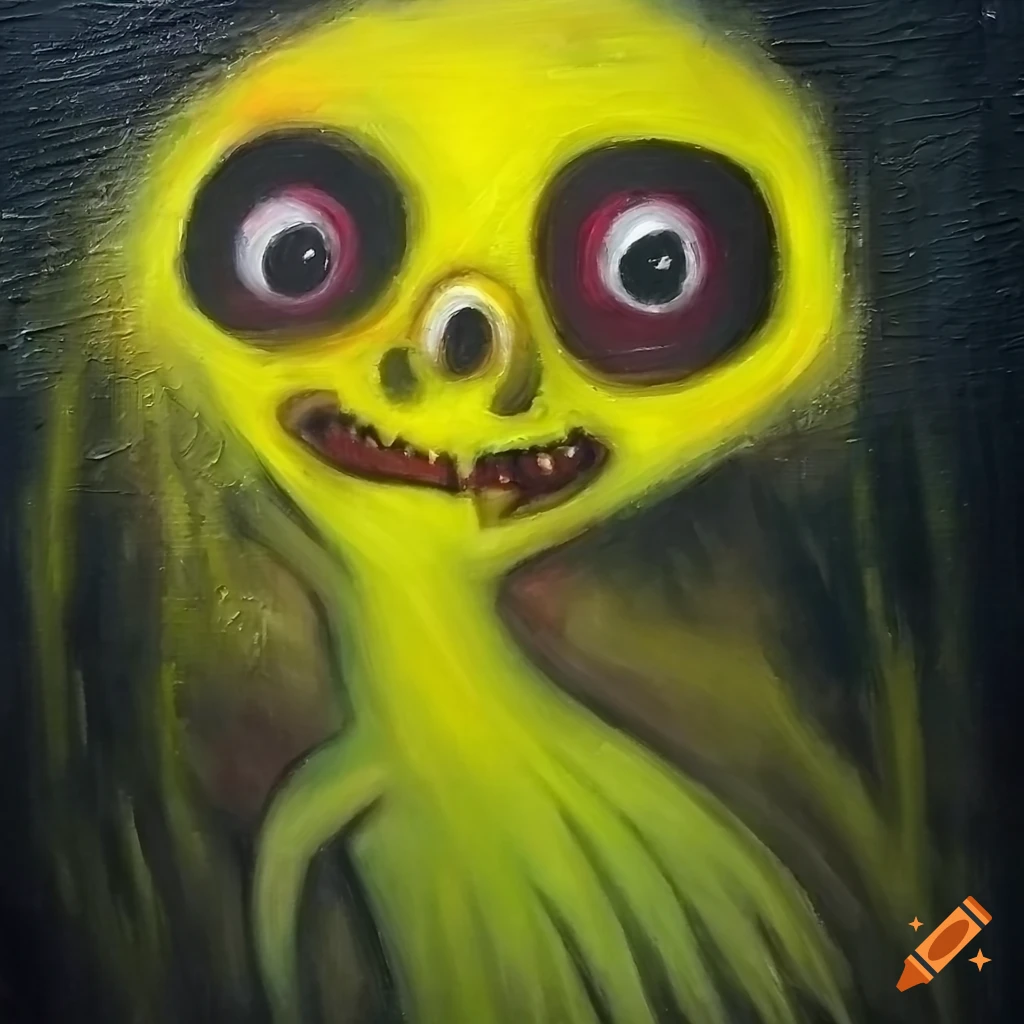 Oil painting of a yellow creature