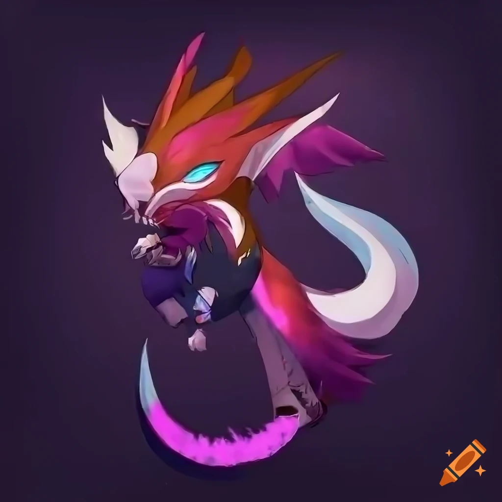 Stylized anime animal hybrid character in vibrant colors