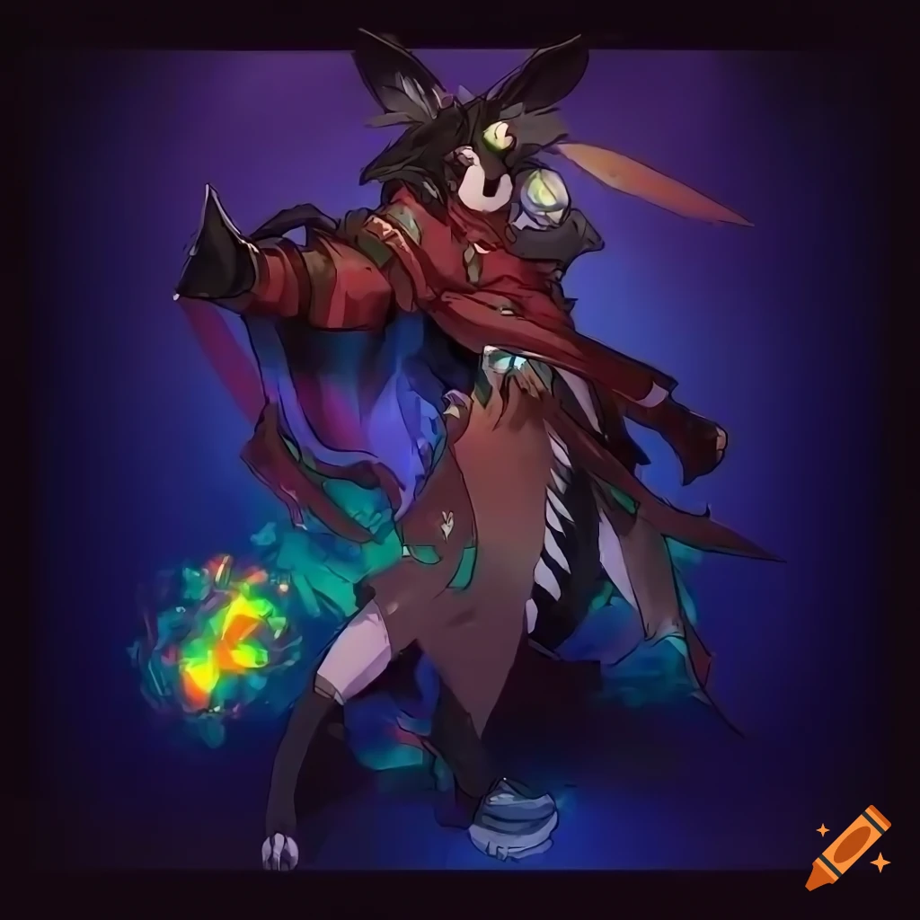 Stylized anime Canine Hybrid character in fantastical dimension on Craiyon