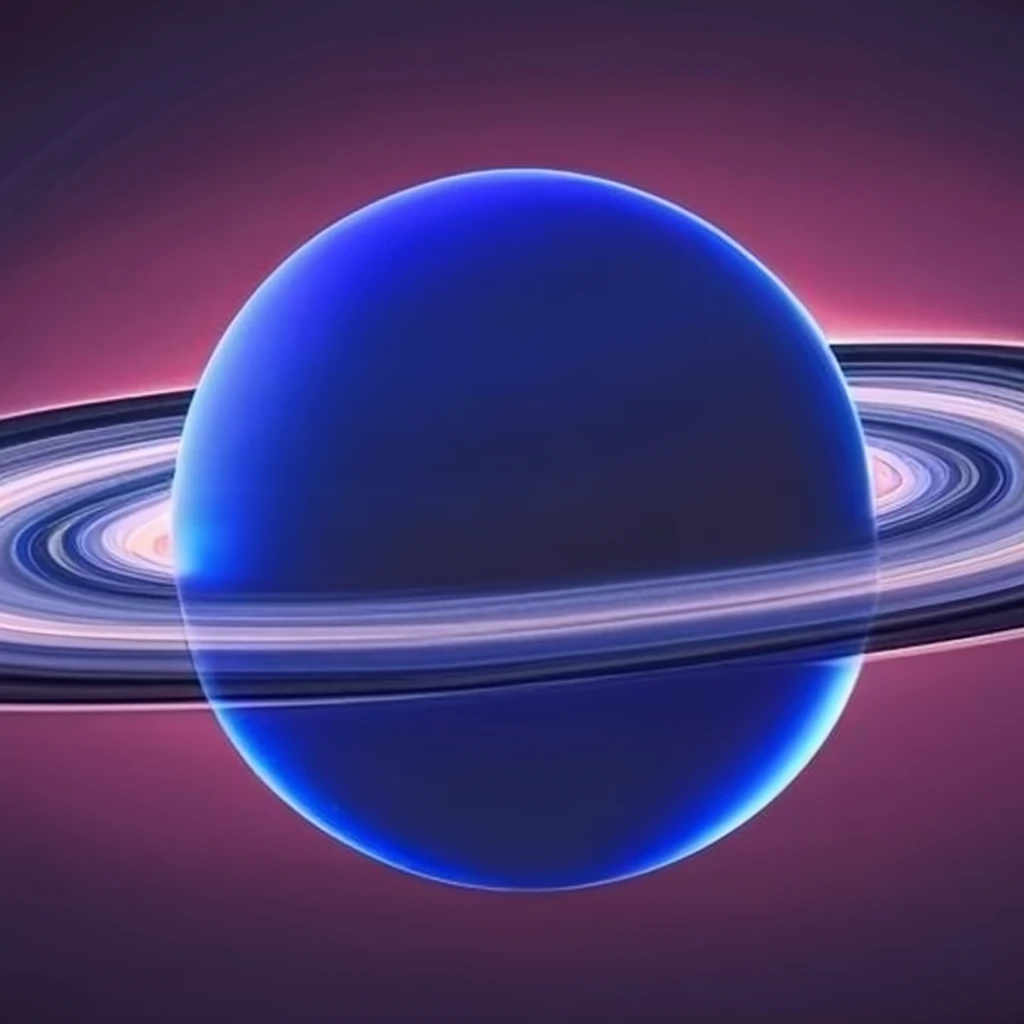 Artistic representation of saturn with blue rings and red aura on Craiyon