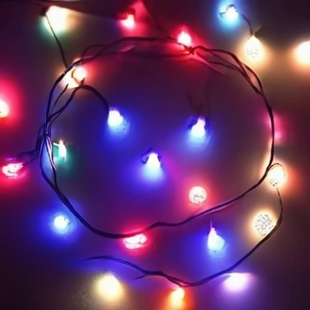 Festive led string lights for christmas on Craiyon