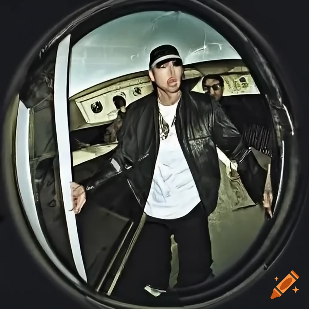 Provocative fisheye view of eminem with money on Craiyon