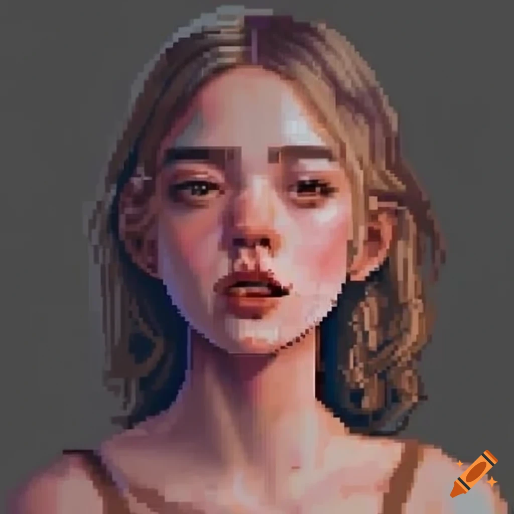 Detailed pixel art character of a girl with an aesthetic vibe