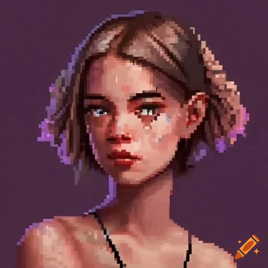 Detailed realistic pixel art character of a girl in a video game ...