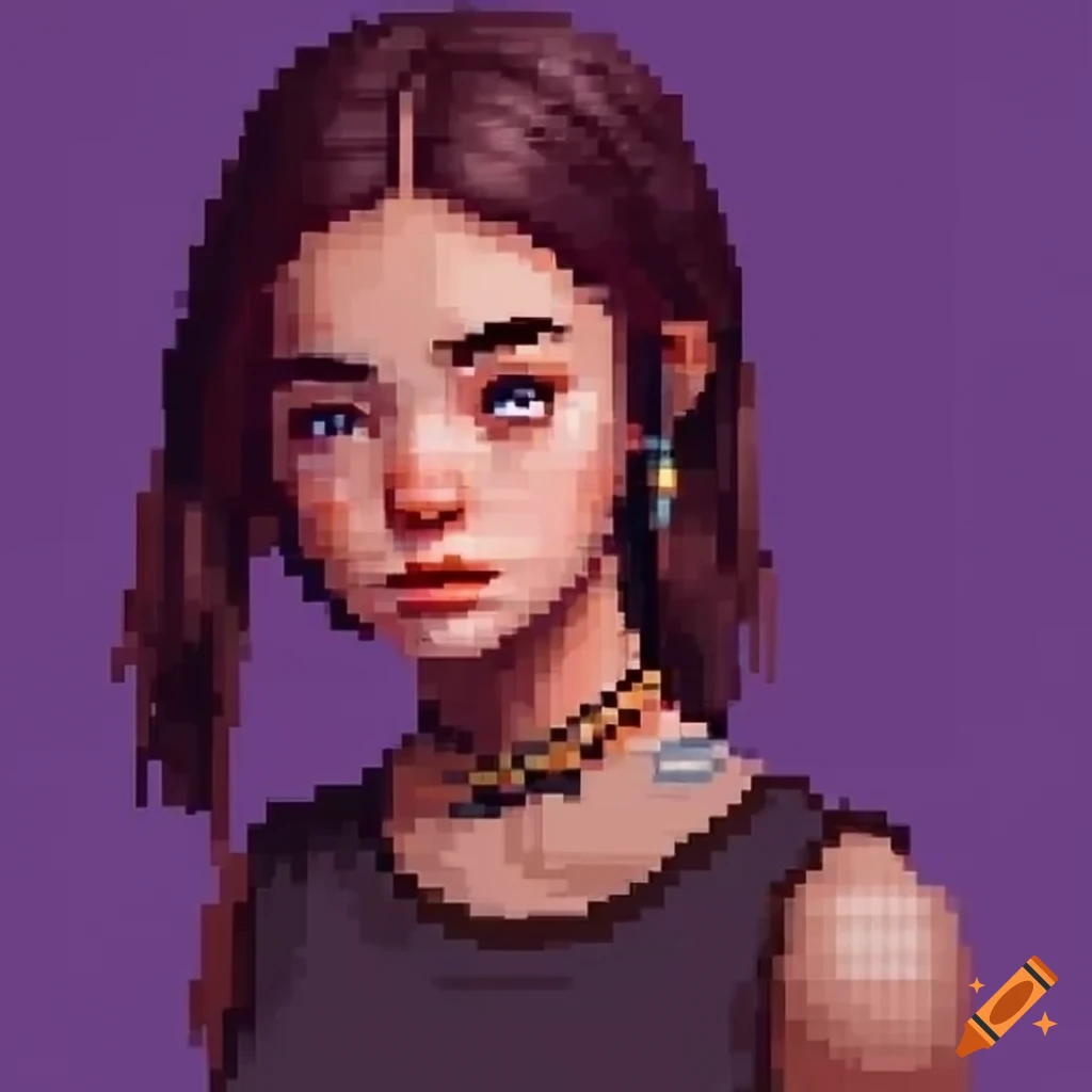Detailed realistic pixel art character of a girl in a video game ...