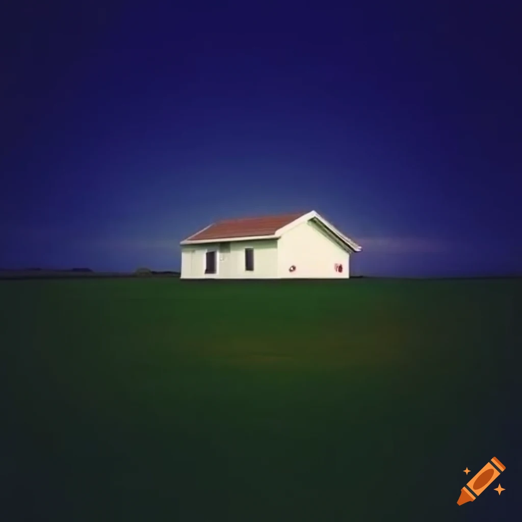 Infinite field with a house in a nostalgic 70s aesthetic on Craiyon