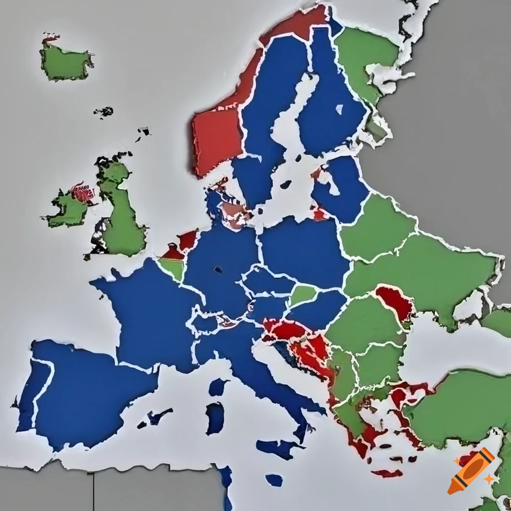 Map of europe with clearly defined borders on Craiyon