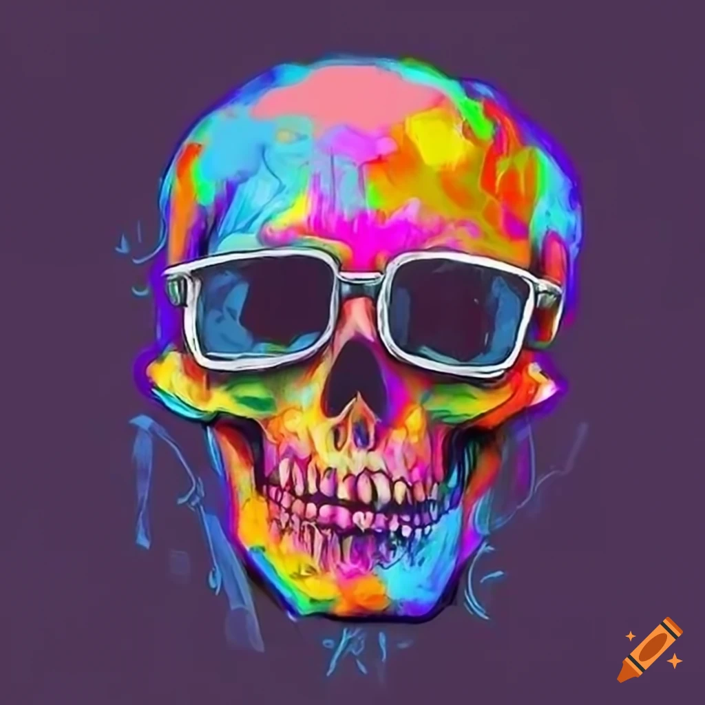 Funky skull with punk glasses composition on Craiyon