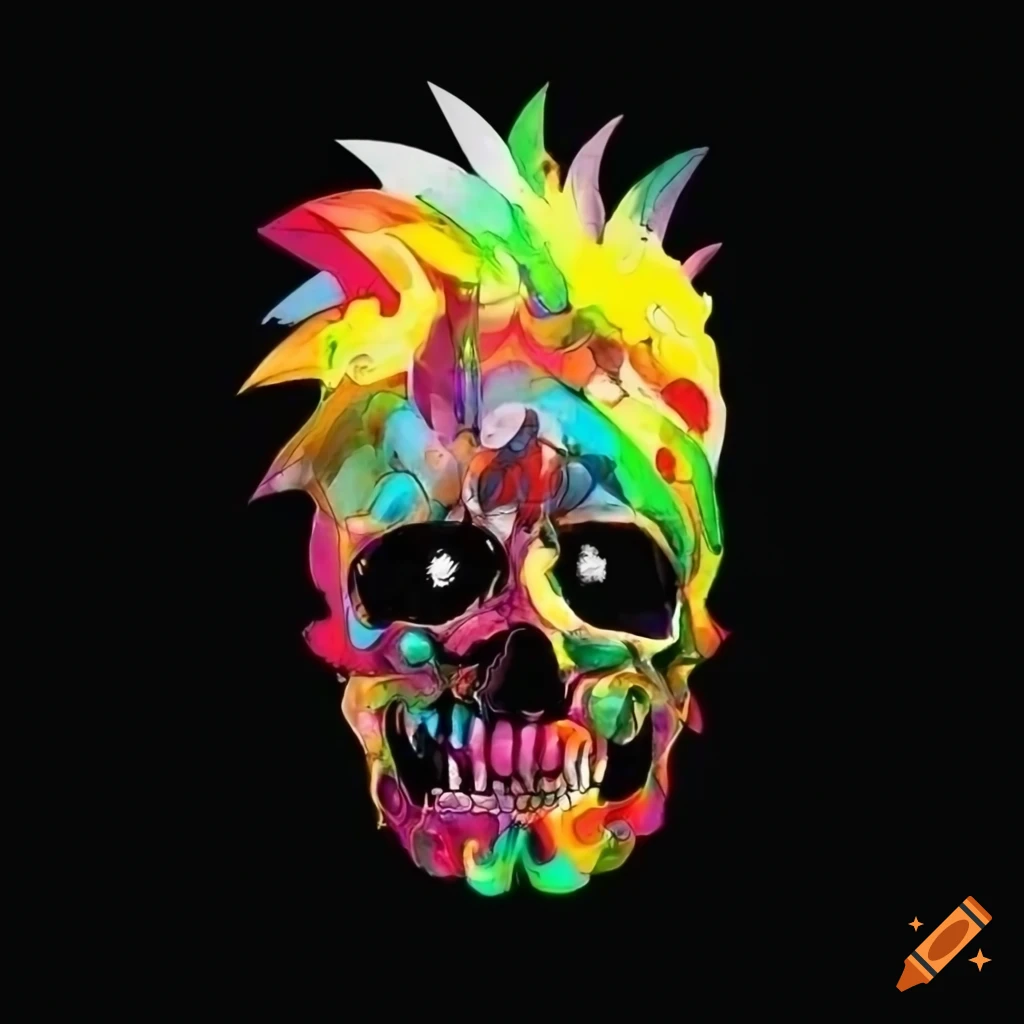Funky skull composition on a clear background