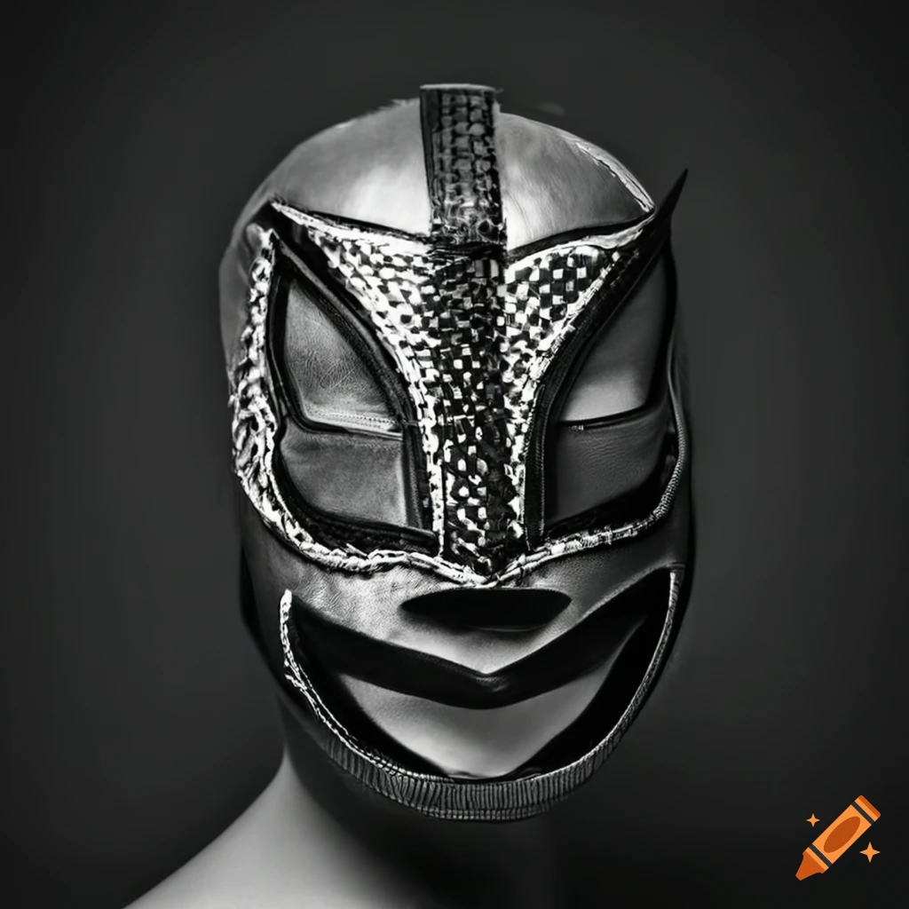 Intricately patterned carbon fiber luchador mask with a cyberpunk twist ...