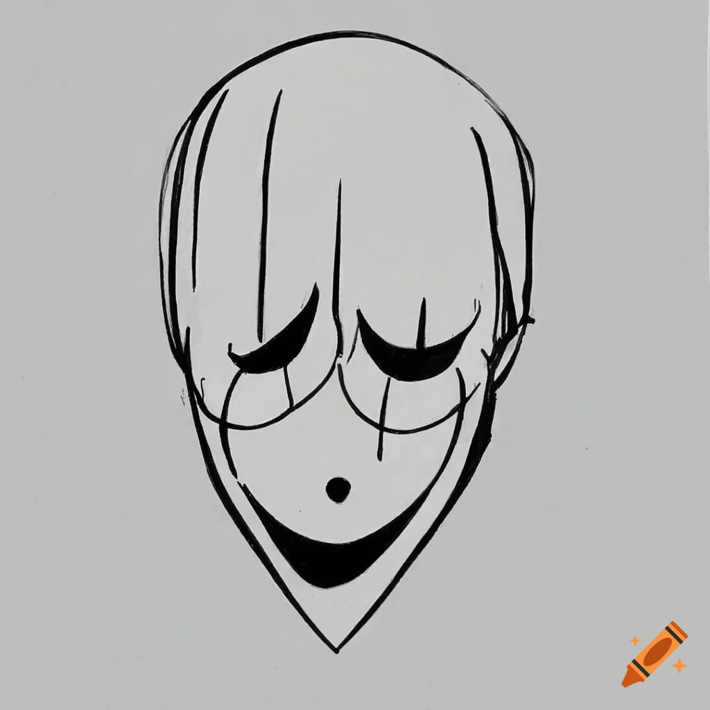 Ink drawing of Gaster Undertale with distinctive features in black and ...