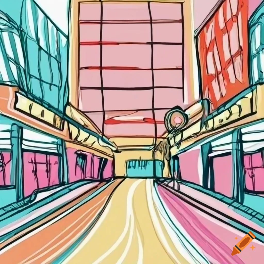 Doodle of a shopping mall