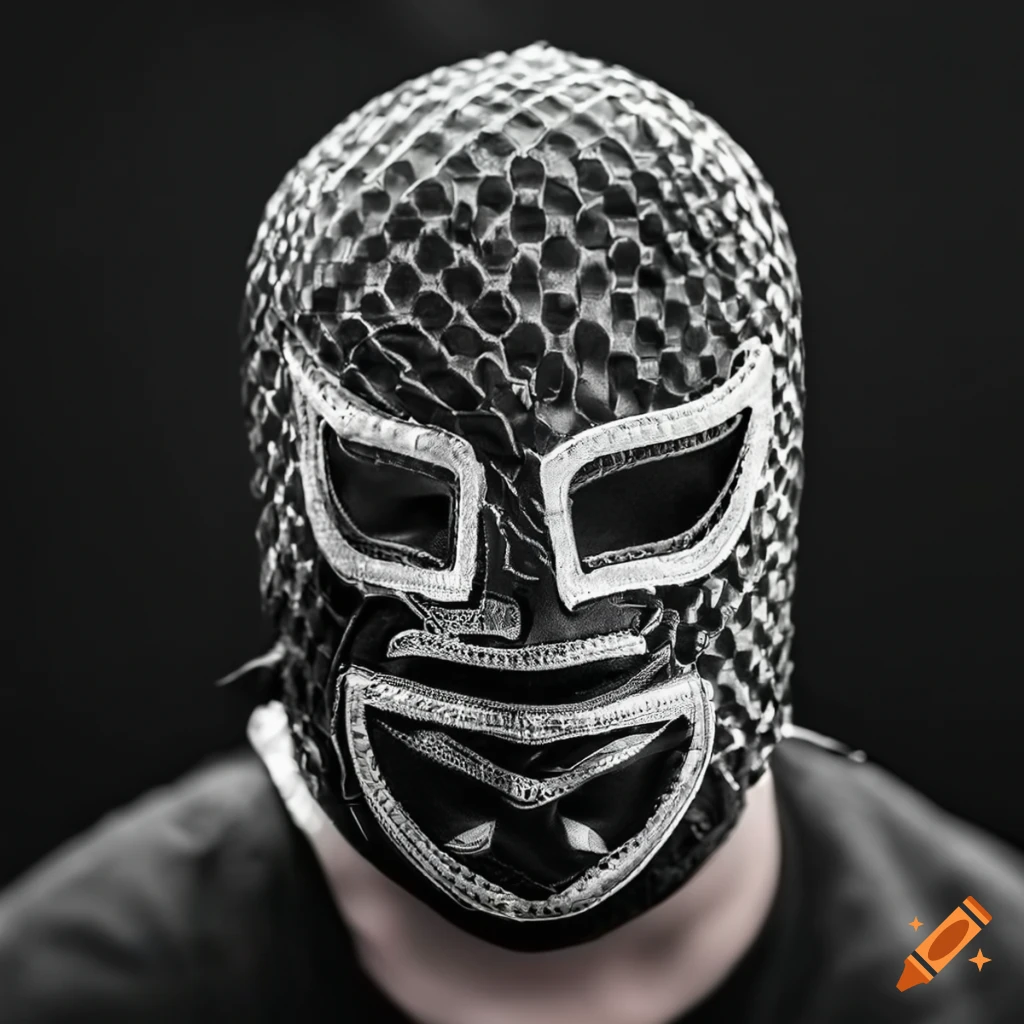 Intricately patterned carbon fiber luchador mask with a gothic twist in ...