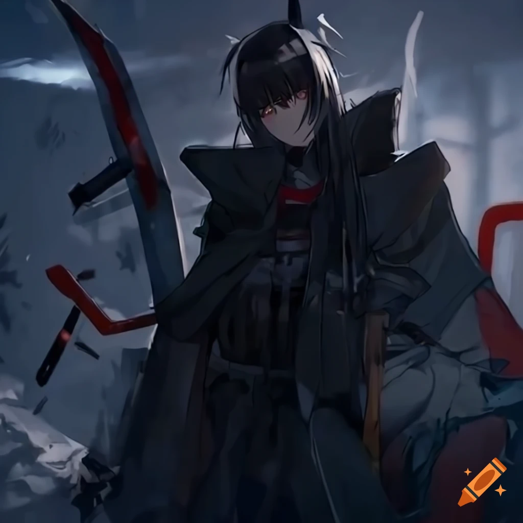 Three fierce and determined Knights of Arknights combat in a snow ...